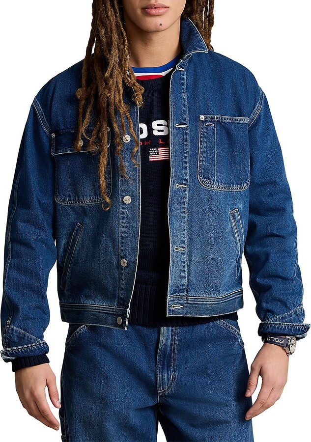 Polo Ralph Lauren Men's 3X1 Rigid Denim Dungaree Trucker Jacket - Edge ...