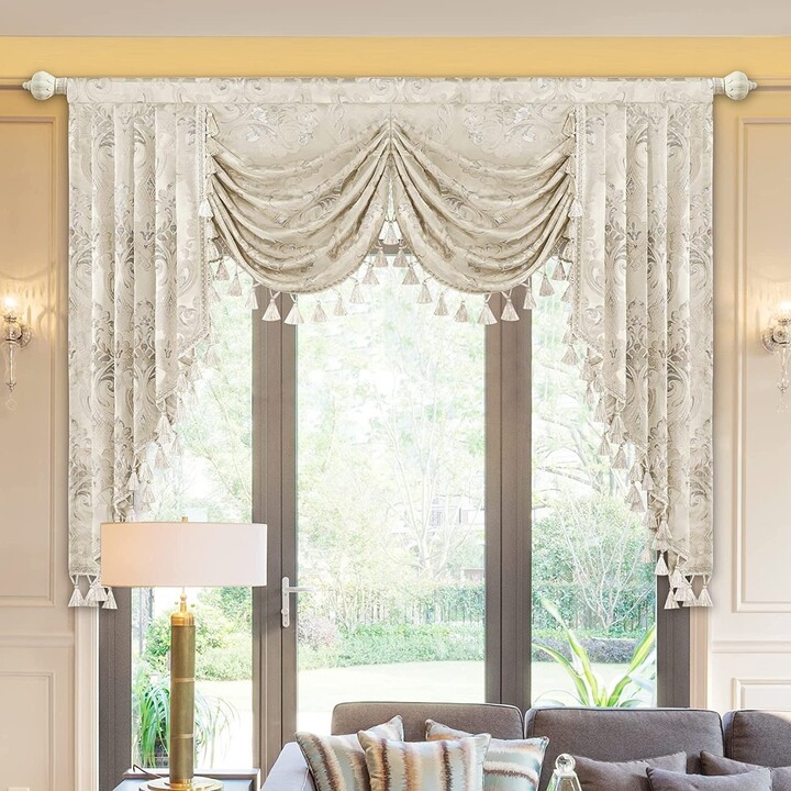 Howcool Loom and Mill Luxury Waterfall Valances for Windows, Elegant ...