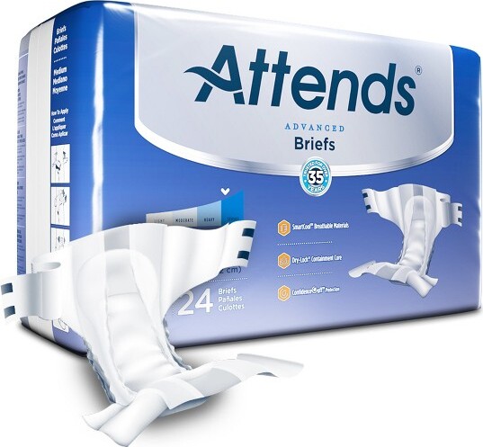 Attends Advanced Briefs for Incontinence, Ultimate Absorbency, Unisex ...