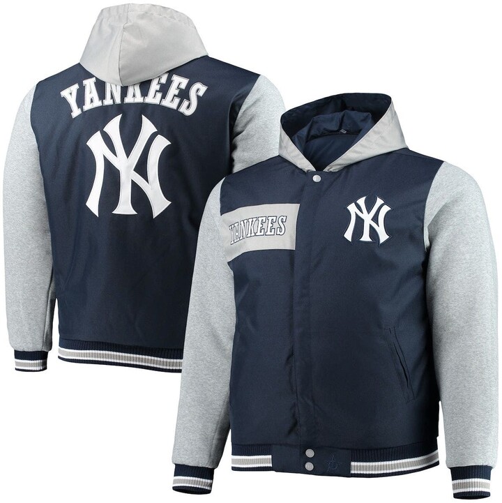 Men's JH Design Navy/Gray New York Yankees Big & Tall Reversible Twill ...