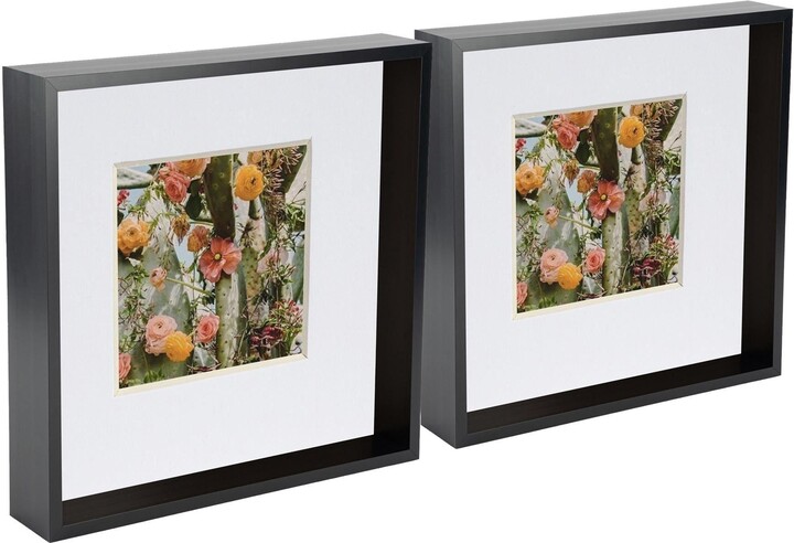 Nicola Spring Black 10x10" 3D Deep Box Photo Frames 6x6" White - x2 - ShopStyle