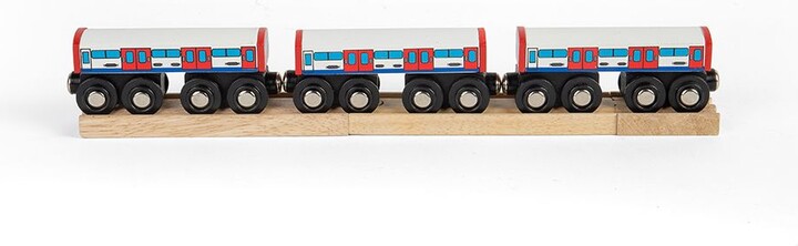 Bigjigs Rail Wooden Underground Train Toy - 3 Carriages & Commuters ...