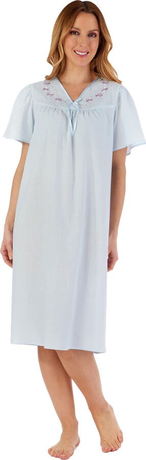 Slenderella Ladies Polycotton Open Back Nightdress ND55204 Blue 20-22 ...