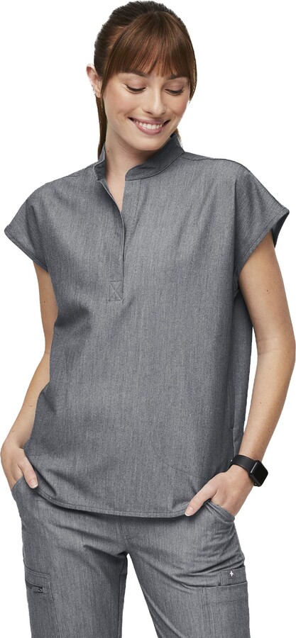 FIGS Rafaela Oversized Scrub Tops for Women — Mandarin Collar - ShopStyle