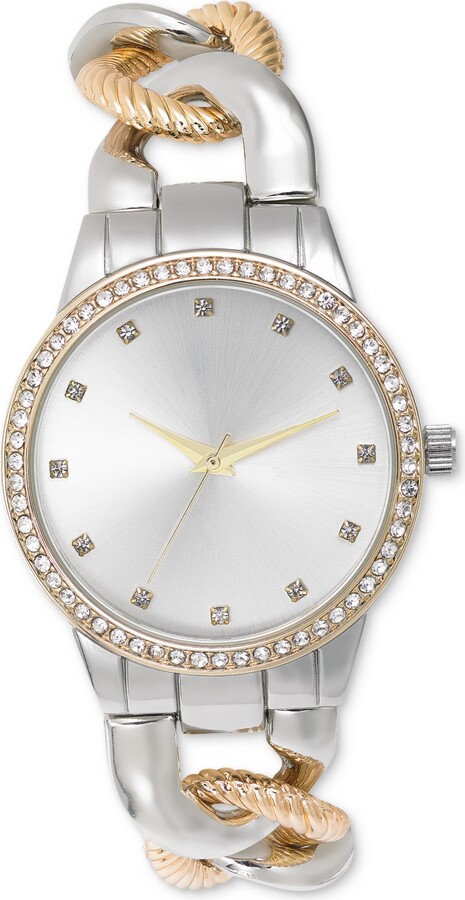 INC International Concepts Women's Two-Tone Chain-Link Bracelet Watch ...
