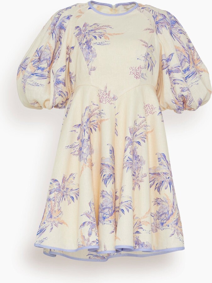 Zimmermann Linen Day Mini Dress in Pearl Palm Toile - ShopStyle