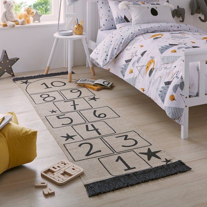 Dunelm Hopscotch Runner Black/White - ShopStyle Hallway Rugs