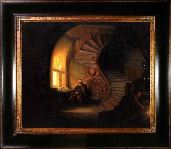 Museum Masters The Philosopher In Meditation By Rembrandt Hand Painted ...