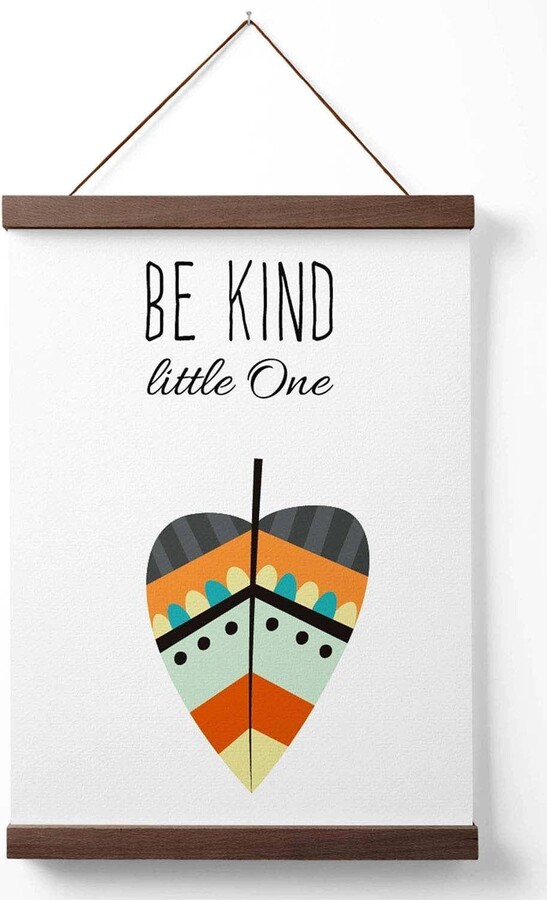 ARTZE Be Kind Leaf Tribal Quote Poster with Walnut Hanger - Blue ...