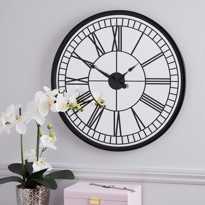 Dunelm Mirrored 57cm Wall Clock Black - ShopStyle
