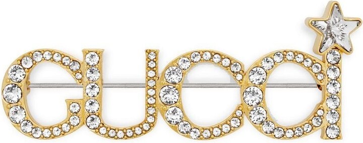 Gucci Crystal Logo Brooch - ShopStyle Charms