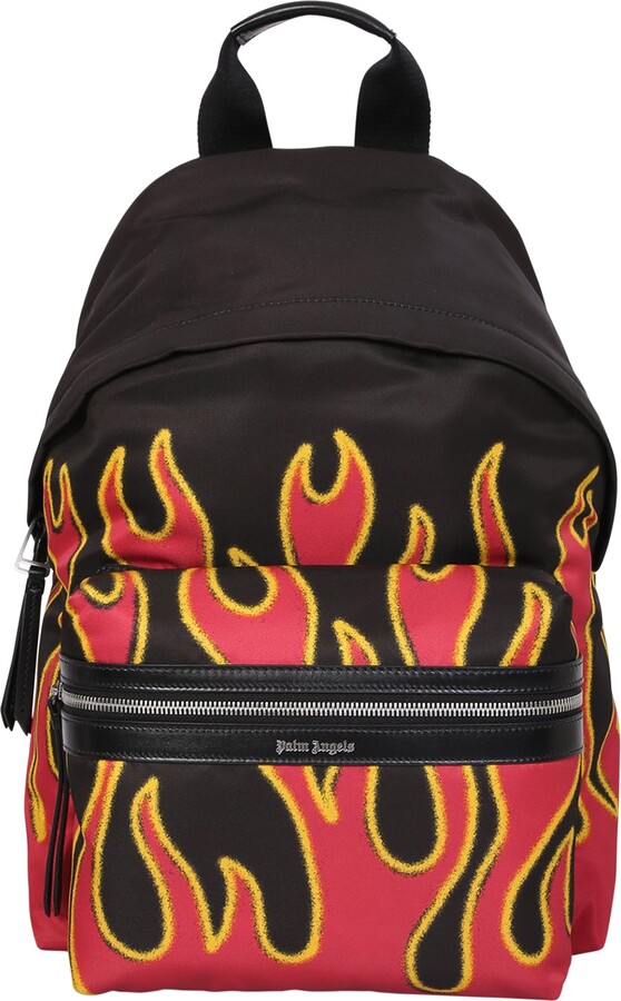 Palm Angels Backpack With Flame Print And Logo - ShopStyle
