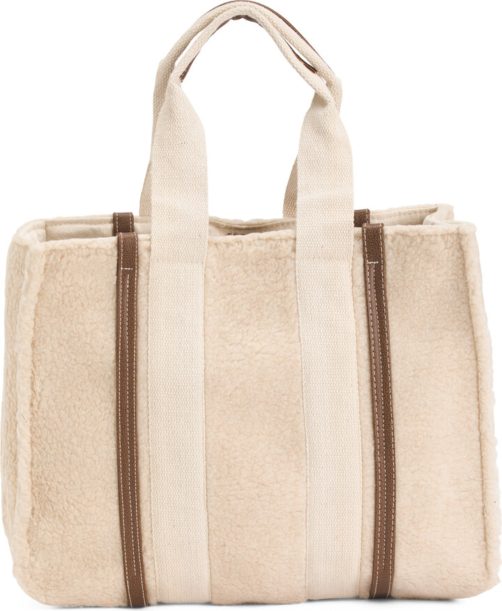 Twig & Arrow Large Textured Sherpa Tote - ShopStyle
