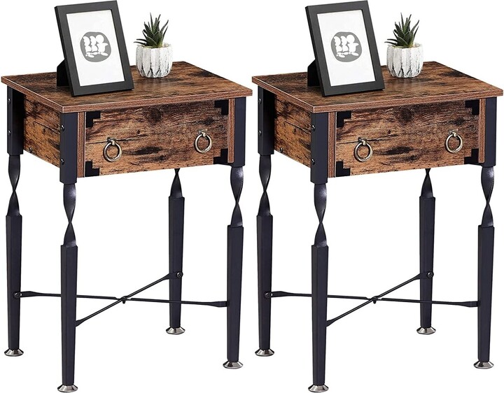 Taomika Nightstand with Drawer Modern End/Side Table, Rustic Brown, Set of 1/2/3 - ShopStyle