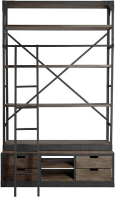 Trent Austin Design Schlueter 94" Metal and Wood Four Tier Library ...