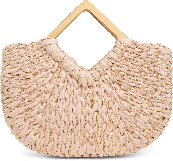 Natasha Metallic Thread Woven Straw Satchel - ShopStyle
