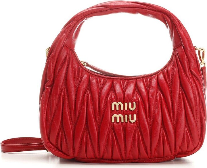 Miu Miu Wander Matelass Ogo Plaque Mini Hobo Bag - ShopStyle