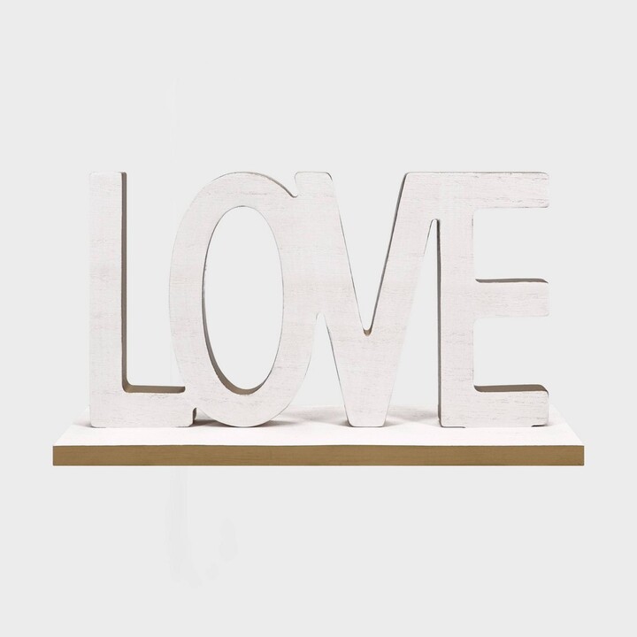 Tabletop 'Love' Valentine's Day Wooden Decorative Word White/Gold ...