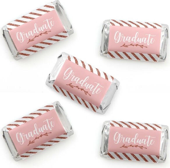 Big Dot of Happiness Rose Gold Grad - Mini Candy Bar Wrapper Stickers ...