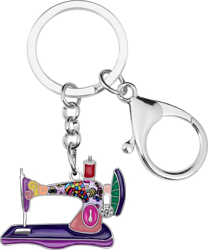 DOWAY Cute Enamel Sewing Machine Keychain Key Chains Ring for Women ...