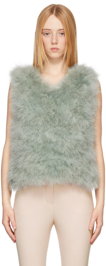 Dries Van Noten Green Feather Taffy Vest - ShopStyle Tops