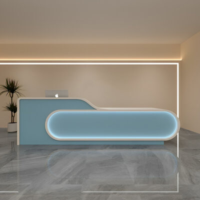 Brayden Studio Chemarin 3 Person Rectangular Laminate Reception Desk ...