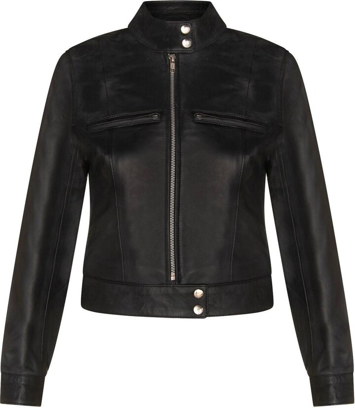 Infinity Leather Classic Leather Biker Jacket-Watford - Black - ShopStyle