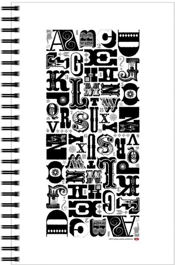 Shutterfly Notebooks: Woodtype Alphabet - Black & White, 5x8 - ShopStyle Home & Living
