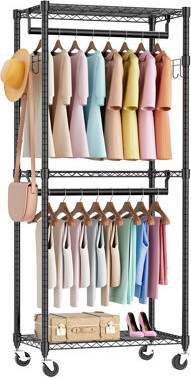 Latitude Run Mini Rolling Clothes Rack, Heavy Duty Garment Racks 3 ...