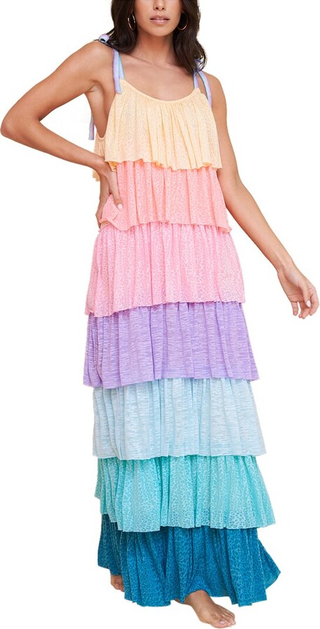 Pitusa Rainbow Tiered Maxi Dress - ShopStyle