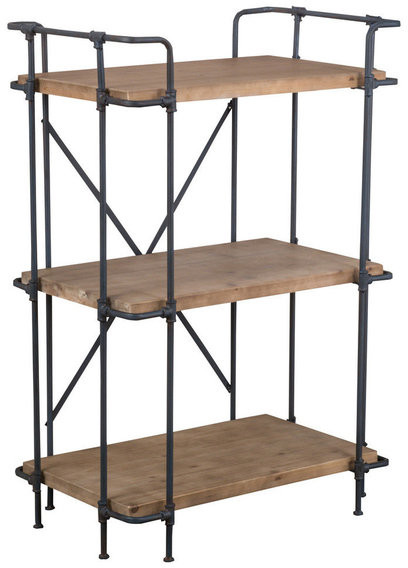 Gdfstudio Denise Industrial Outdoor 3-Tier Shelf, Natural and Black ...