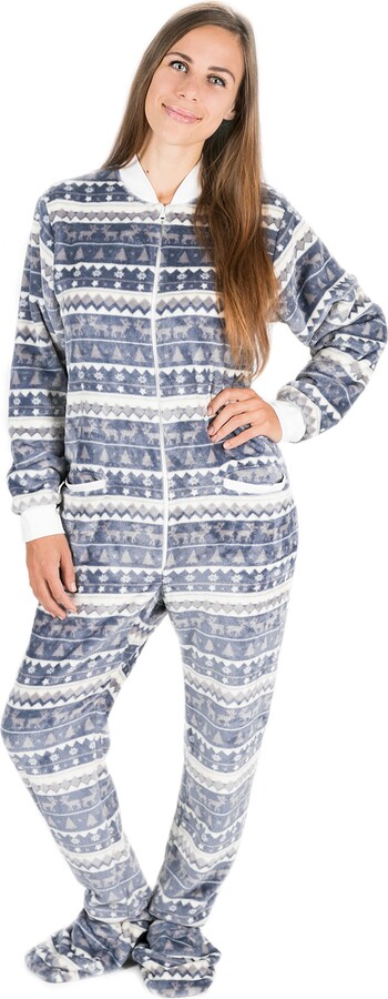 Kajamaz Silver Christmas Adult Footed Pyjamas - ShopStyle