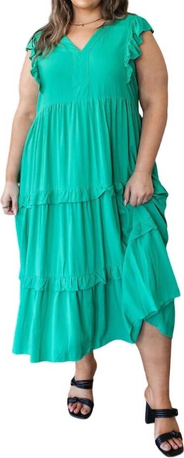 Entro Tiers In Heaven Tiered Midi Dress In Green - ShopStyle