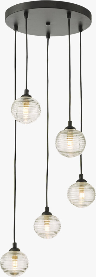 Dar Lighting Federico 5 Light Cluster Pendant - Clear Ribbed Glass ...