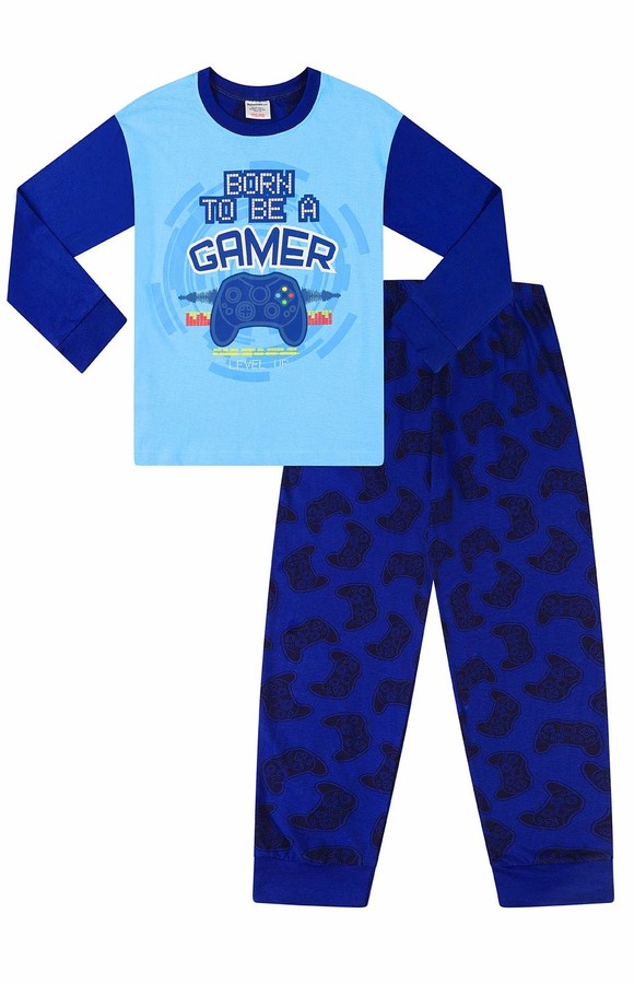 Thepyjamafactory Boys Born To be a Gamer Blue LONG Gaming Pyjamas 9 to ...