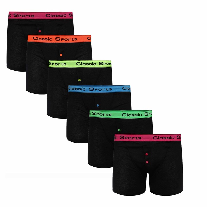 Sock Stack Boys Boxer Shorts 6 Pairs Of Kids Neon Boxershorts Classic ...