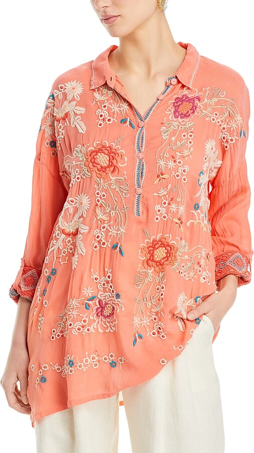 Female Johnny Was Adrina Embroidered Tunic - ShopStyle Tops