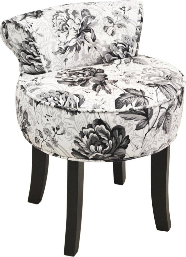 Watsons 'Black Rose' - Stool Low Back Padded Dressing Chair With Wood ...