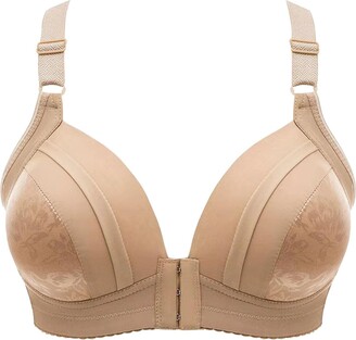 MILONT Lace Seamless Wirefree Front Closure Bra Mesh Light Lined Full ...