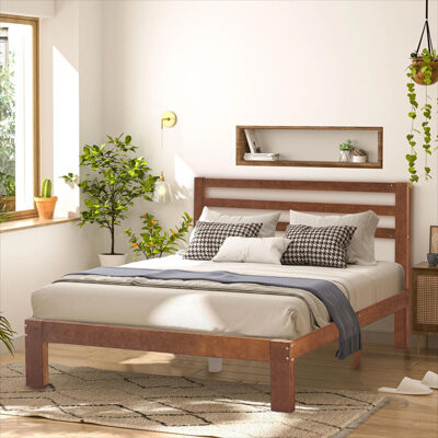 Winston Porter Radojica Queen Size Rustic Farmhouse Style Bed Frame ...