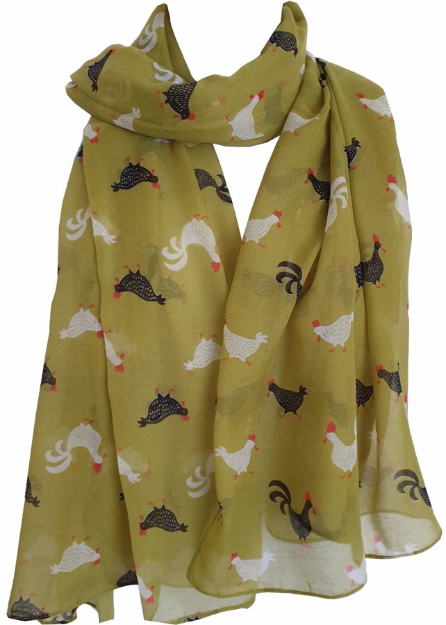 GlamLondon Women's Chicken Hen Rooster Print Scarf (A20 - Green ...