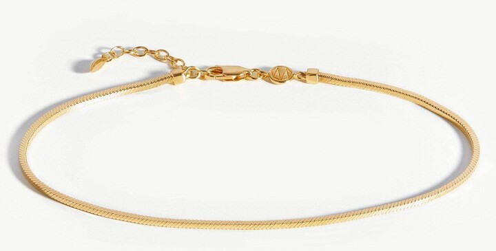 Lucy Williams Square Snake Chain Anklet 18ct Gold Plated Vermeil ...
