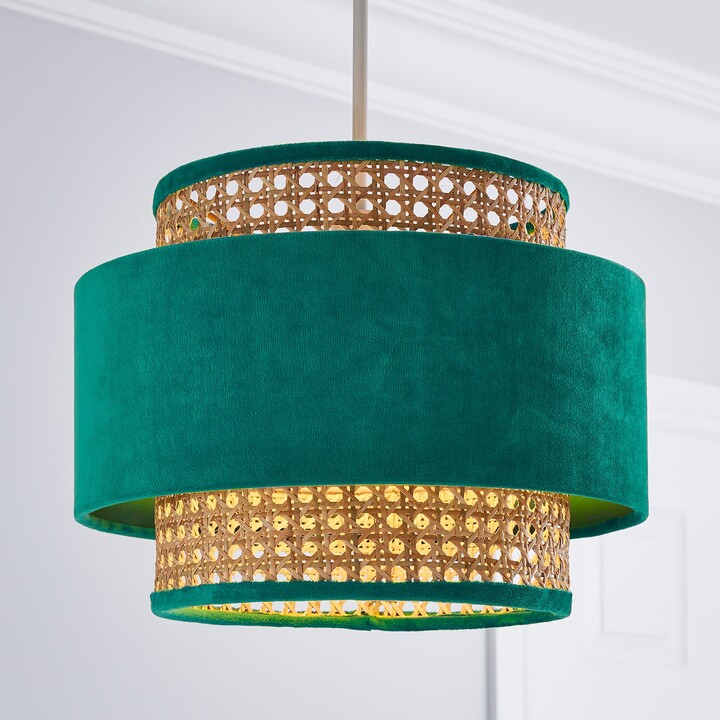 Dunelm Nova Velvet and Cane Shade 30cm Peacock - ShopStyle Flush Mount ...