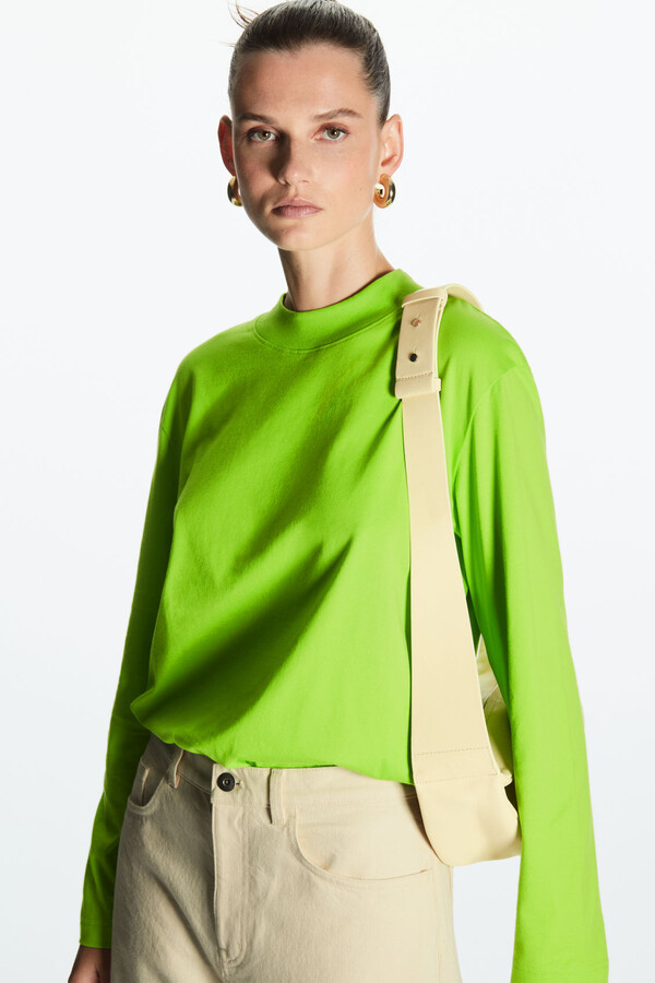 COS Long-Sleeved Mock-Neck T-Shirt - ShopStyle Tops