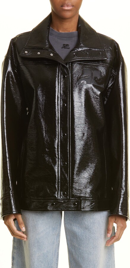 Courreges Oversize Iconic Logo Patch Vinyl Jacket - ShopStyle