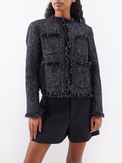 Sacai Frayed Wool-blend Tweed Jacket - ShopStyle