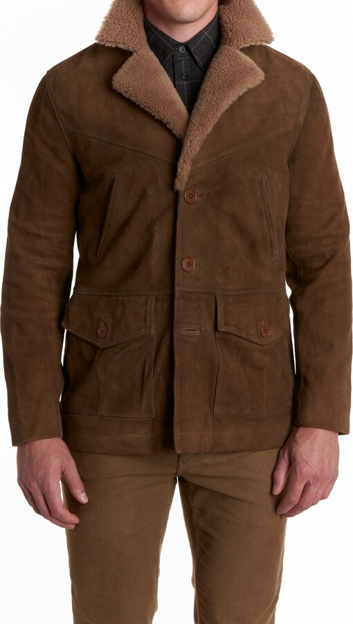 Billy Reid Bruce Genuine Shearling Trimmed Goat Suede Jacket - ShopStyle