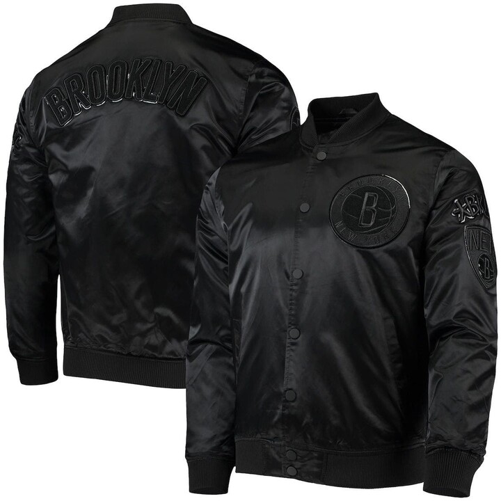 Men's Pro Standard Brooklyn Nets Triple Black Gloss Satin Full-Snap ...