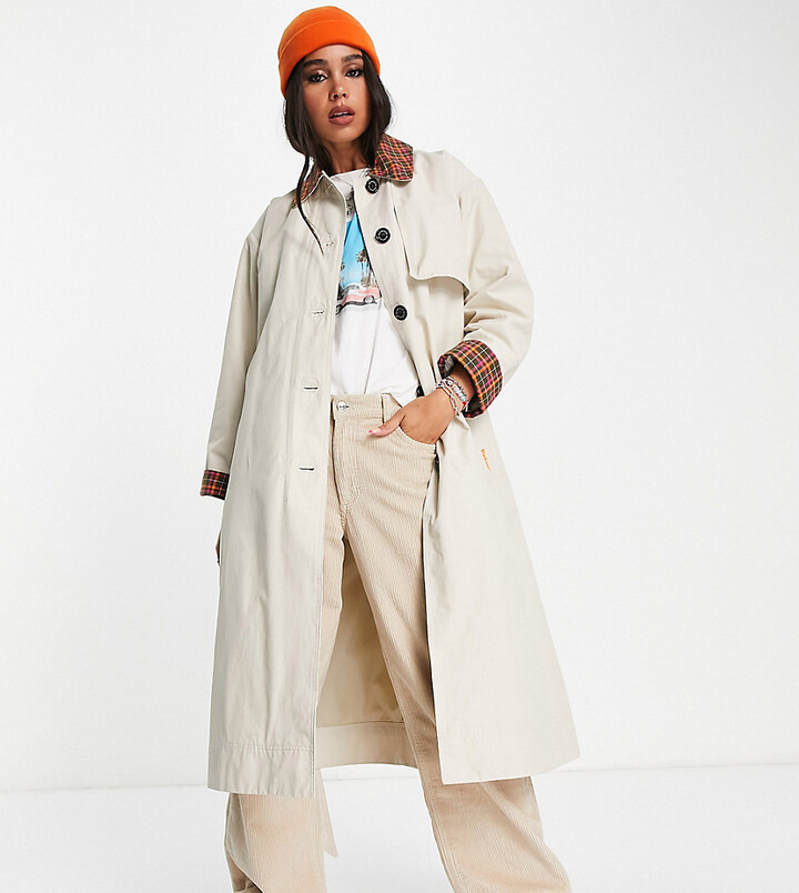 Barbour x ASOS exclusive Olivia showerproof trench in light stone ...