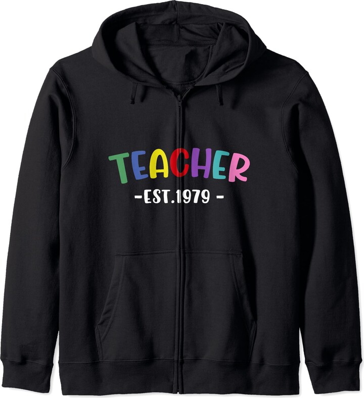 Custom Teacher 1979 Tee Gifts Teacher Est 1979 Personalized Teacher 1979 Zip Hoodie - ShopStyle ...